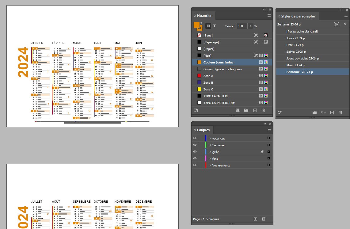 2024 Calendar Indesign A4 - Etsy