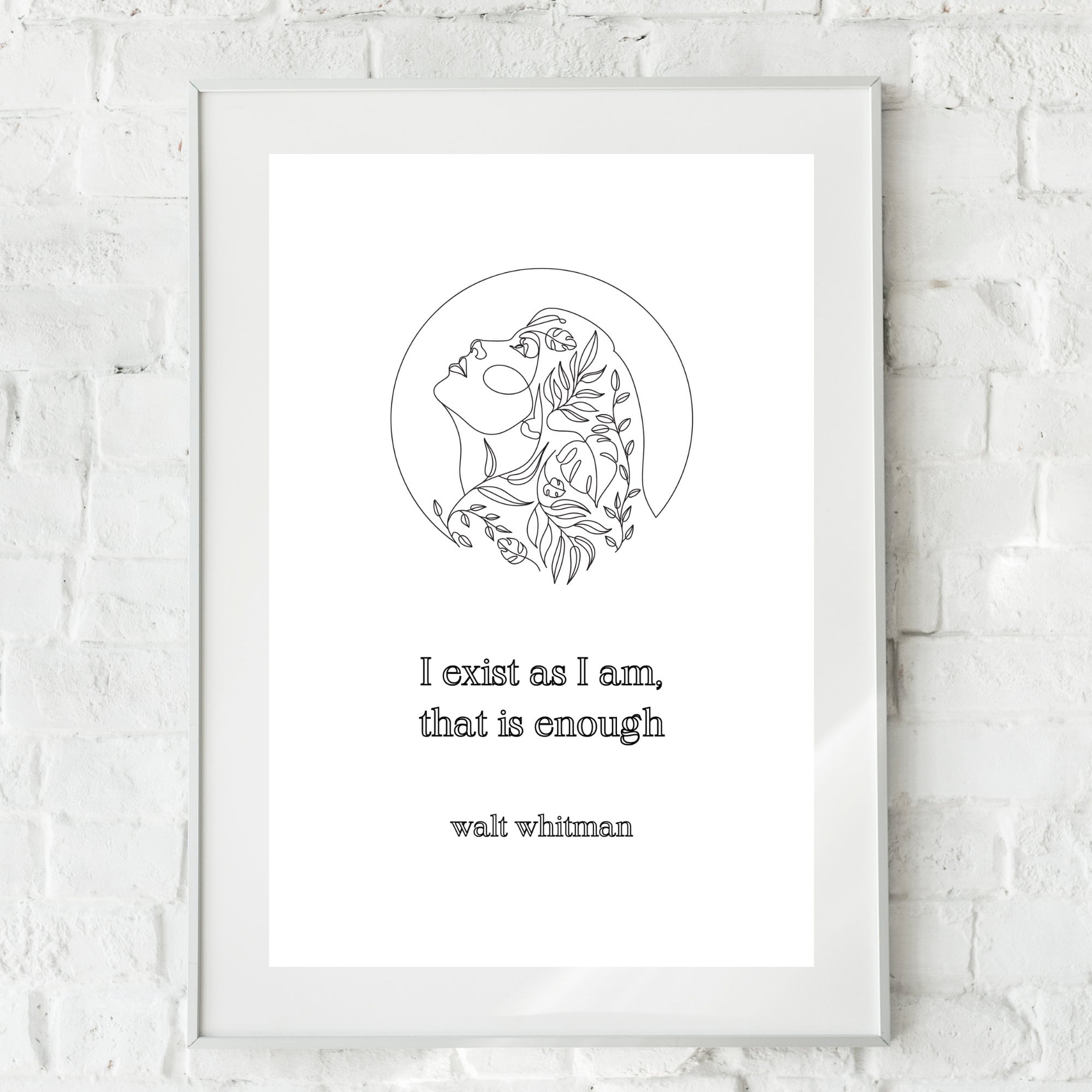 Walt Whitman Inspirational Quote I Exist as I Am | Digital Wall Art ...