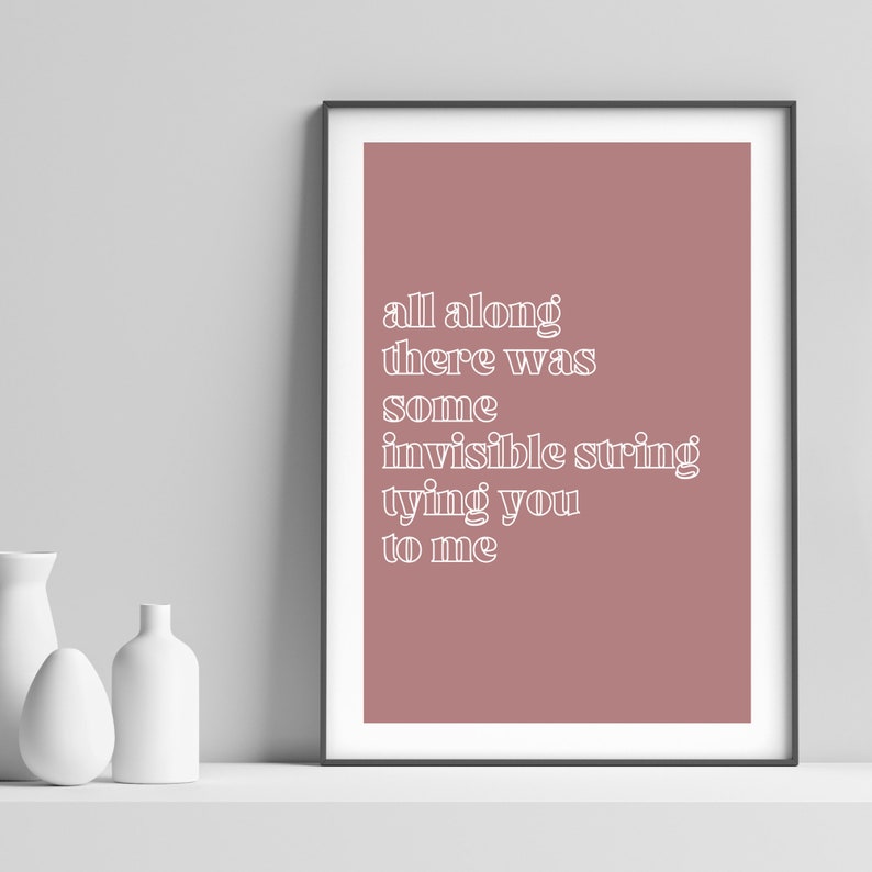 Taylor Swift Invisible String Lyric Quote | Digital Wall Art Print ...