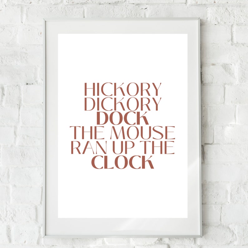 Set of 2 Nursery Rhymes Hickory Dickory Dock Mouse | Digital Wall Art ...