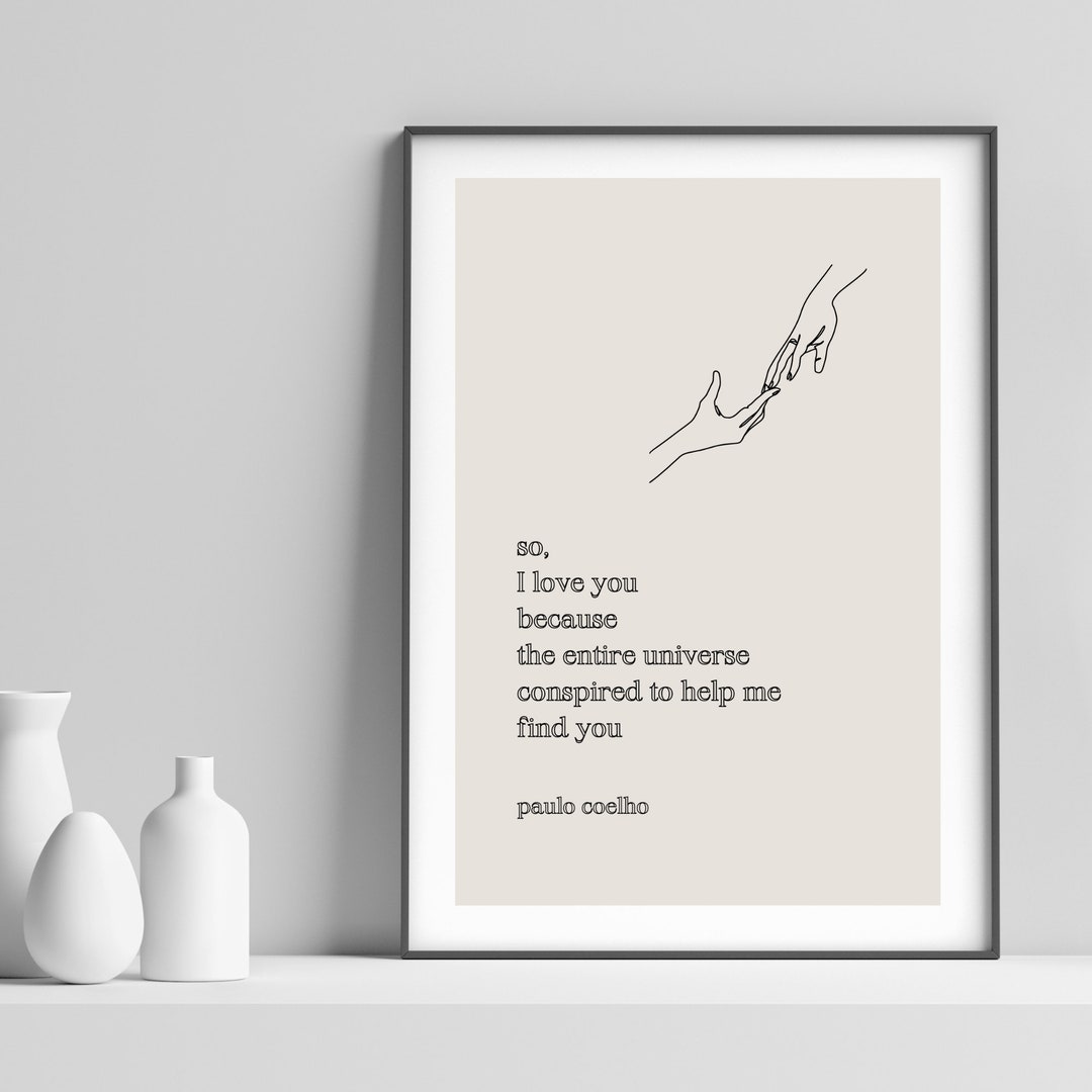 The Alchemist Book Paulo Coelho Love Quote | Digital Wall Art Print ...