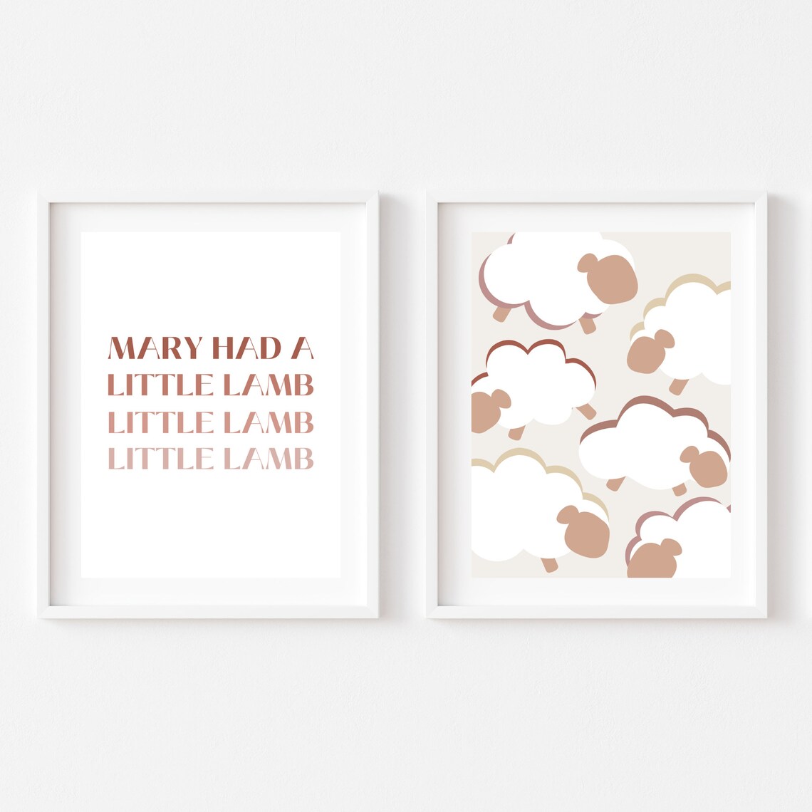 Set of 2 Nursery Rhymes Mary Had a Little Lamb | Digital Wall Art Print ...