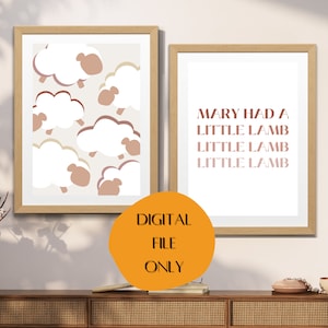 Set of 2 Nursery Rhymes Mary Had a Little Lamb | Digital Wall Art Print ...