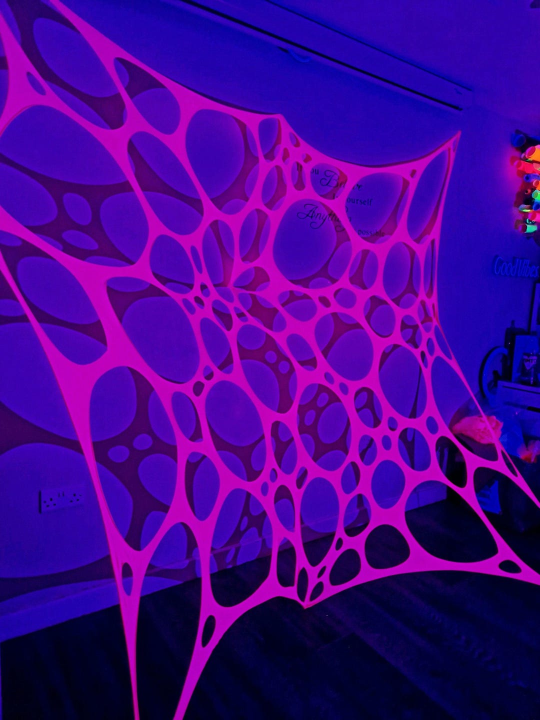 Uv Pink Stretch Event Decor Webbing Ceiling Canopy, Blacklight Tapestry ...