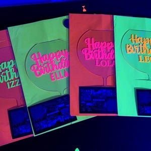 UV Glow Party Cake Topper, Neon Birthday Cake Topper, Neon Cake Décor ...