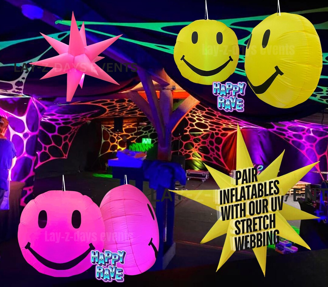 Giant 1.5m Led Inflatable Happy Rave Hanging Party Décor, Sensory ...