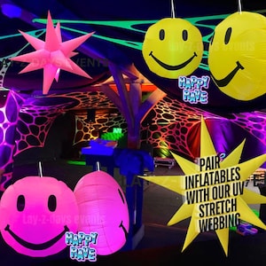 Giant 1.5m Led Inflatable Happy Rave Hanging Party Décor, Sensory ...