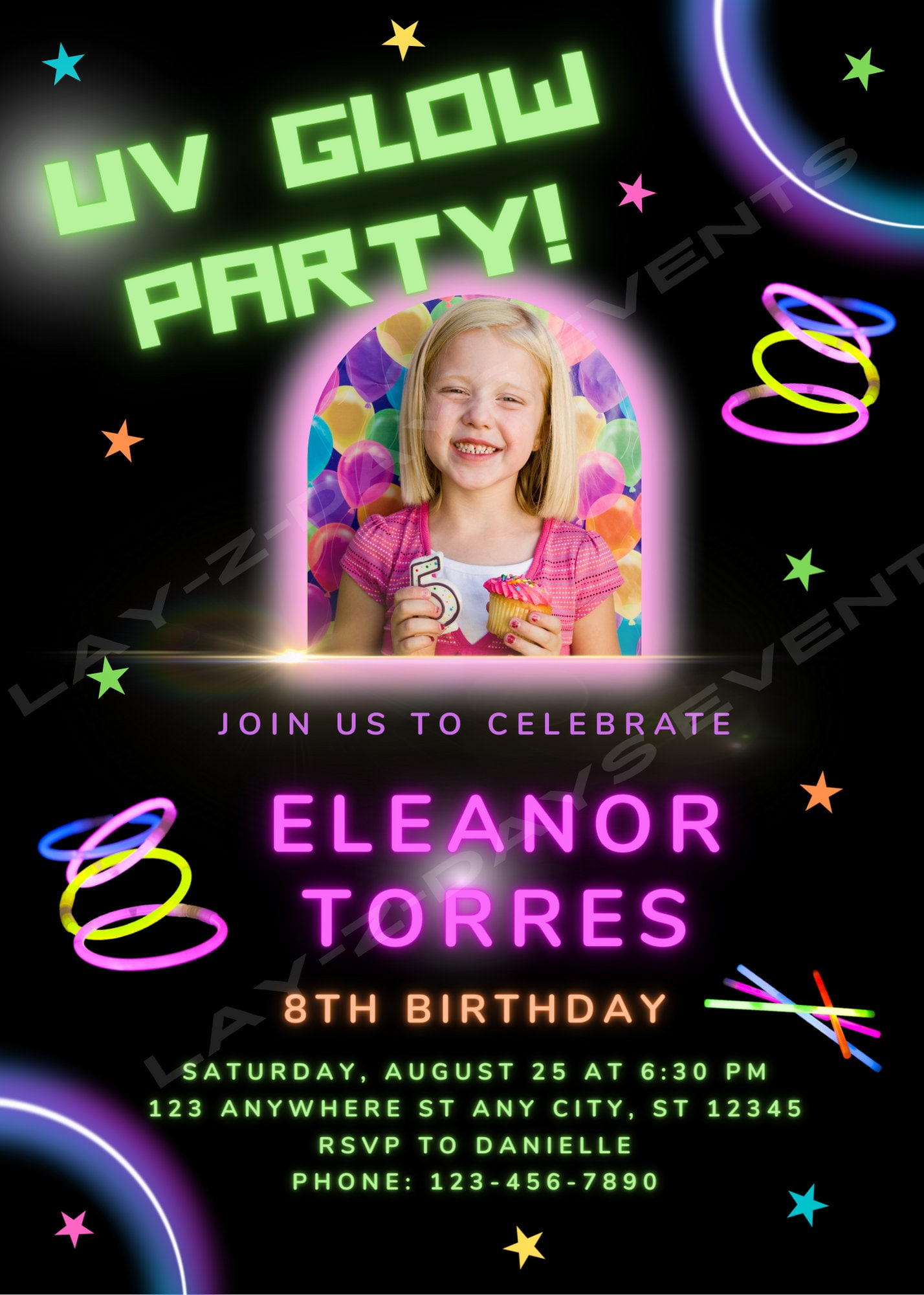 UV Glow Party Birthday Invitation Glow Invitation Glow Party - Etsy