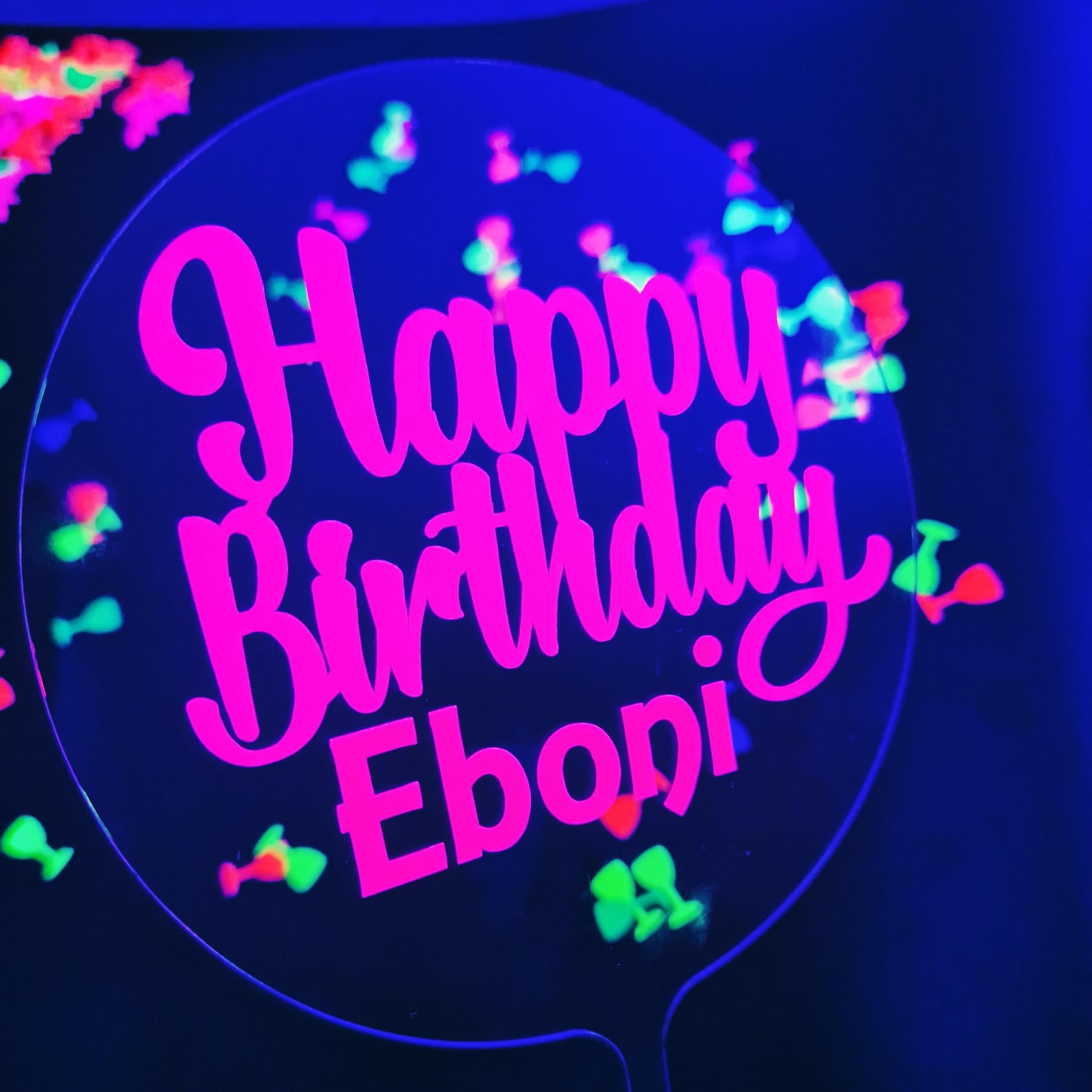 UV Glow Party Cake Topper, Neon Birthday Cake Topper, Neon Cake Décor ...