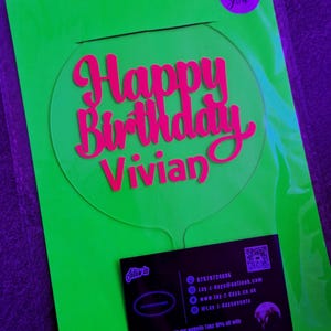 UV Glow Party Cake Topper, Neon Birthday Cake Topper, Neon Cake Décor ...