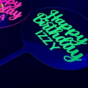 UV Glow Party Cake Topper, Neon Birthday Cake Topper, Neon Cake Décor ...