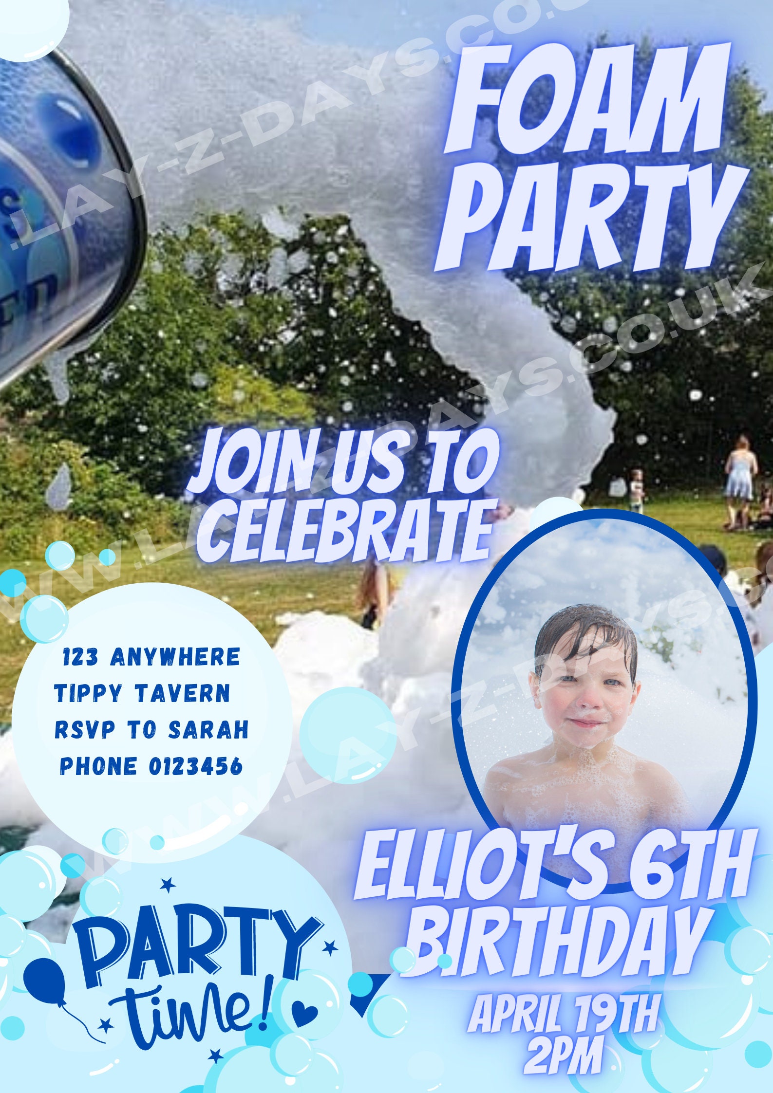 Foam Party Birthday Invitation, Editable Template (digital Download) - Etsy