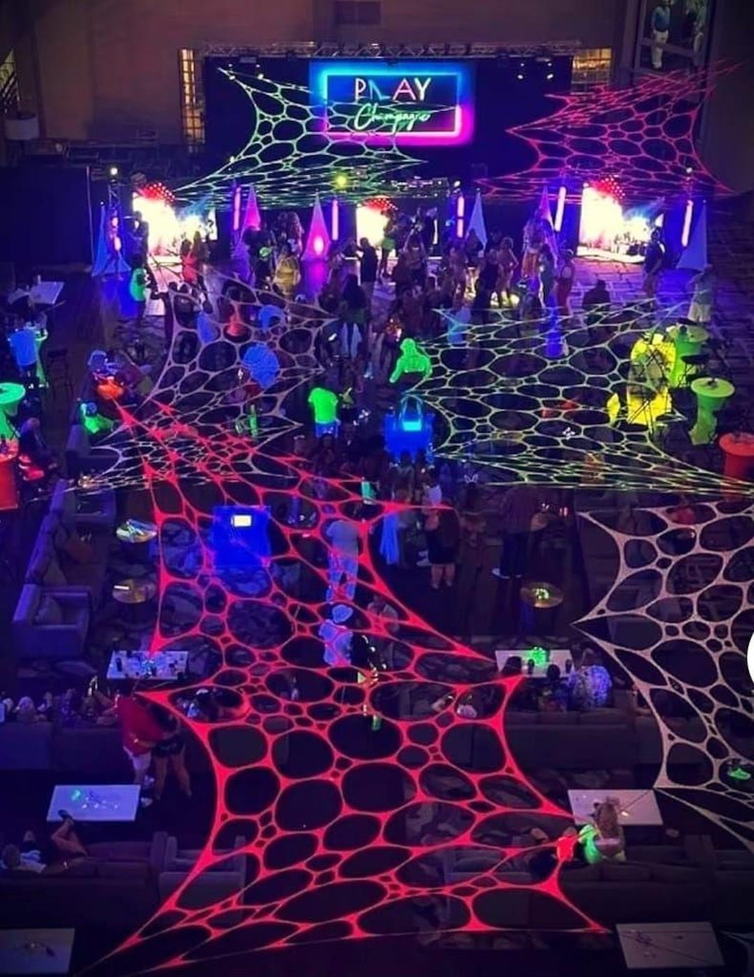 4 Pack UV Reactive Stretchy Lycra Webbing, Blacklight Party Neon ...