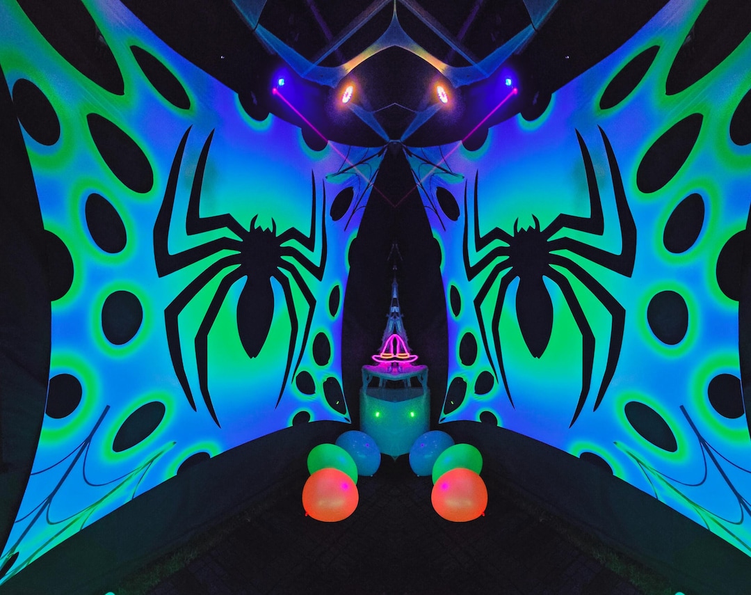 Uv Reactive Halloween Spiders Stretch Decor Piece, Event Decor, Neon ...