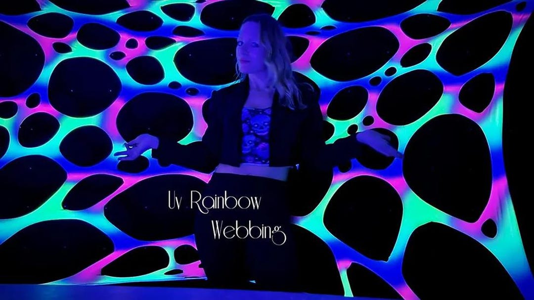 UV Reactive Rainbow Webbing, Stretchy Neon Decor, Rave Party Blacklight ...