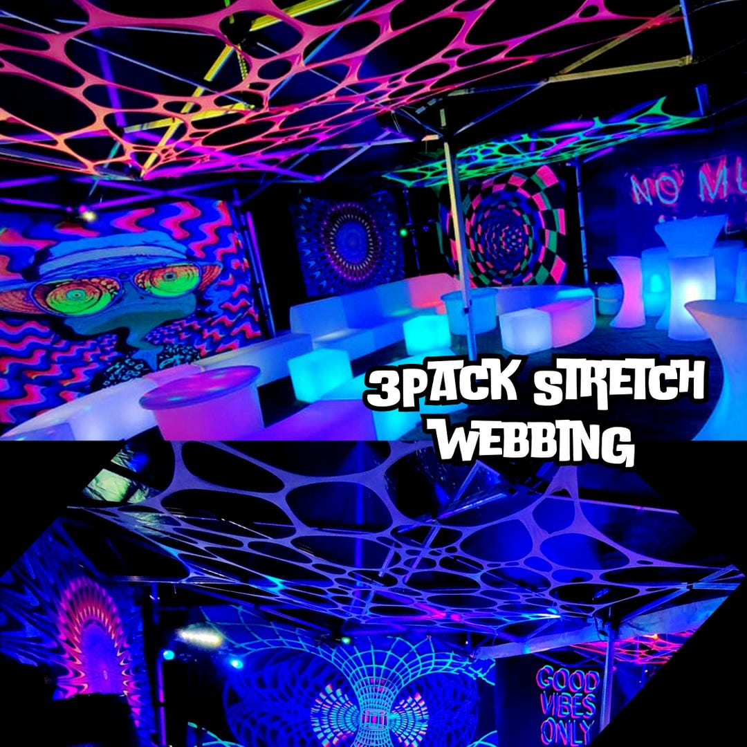 UV 3 Pack Stretch Event Décor, Uv Pink | Uv Yellow + Uv White Neon ...