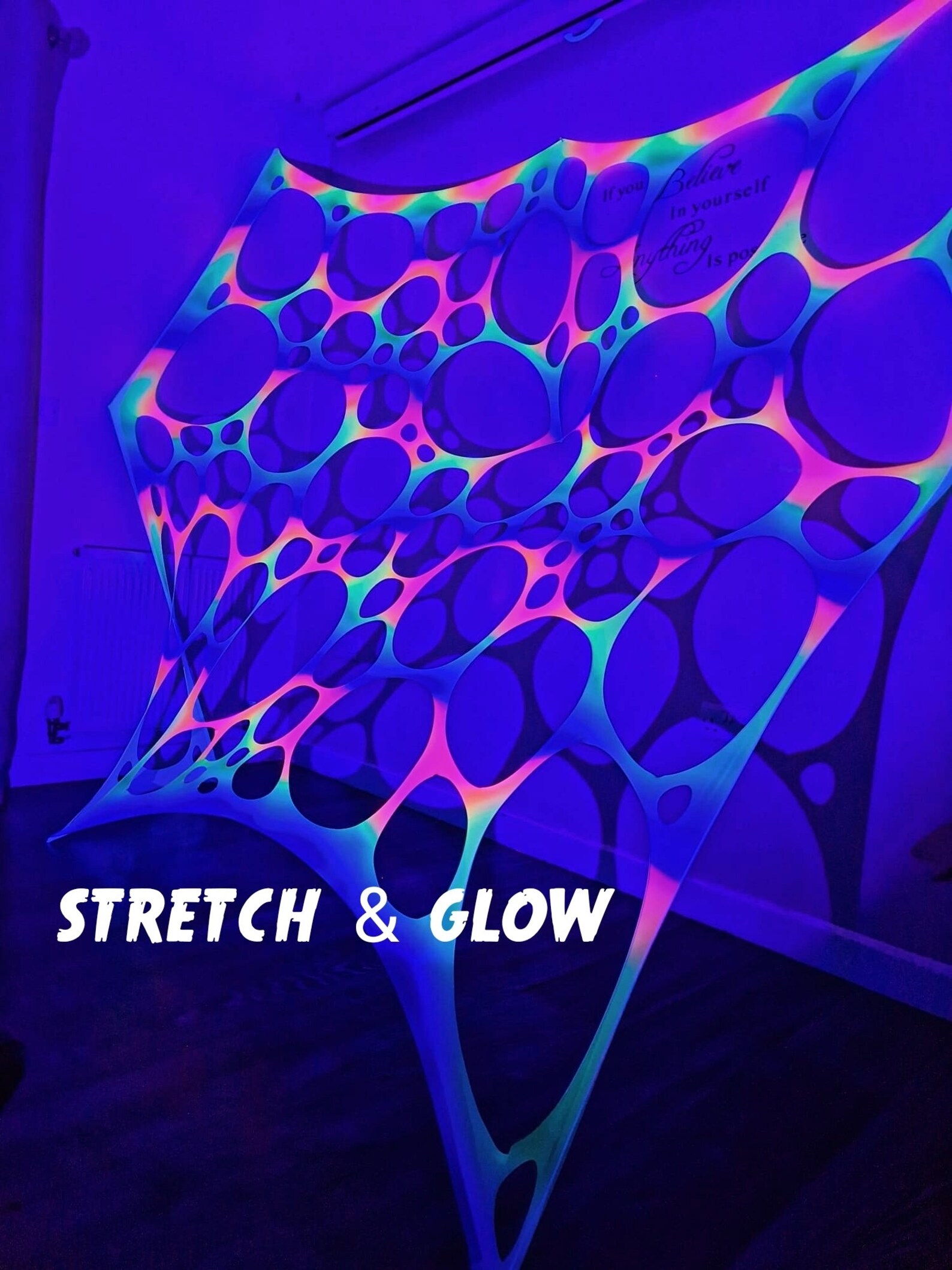 UV Neon Rainbow Stretch Event Décoration, Glow in the Dark Stretchy ...