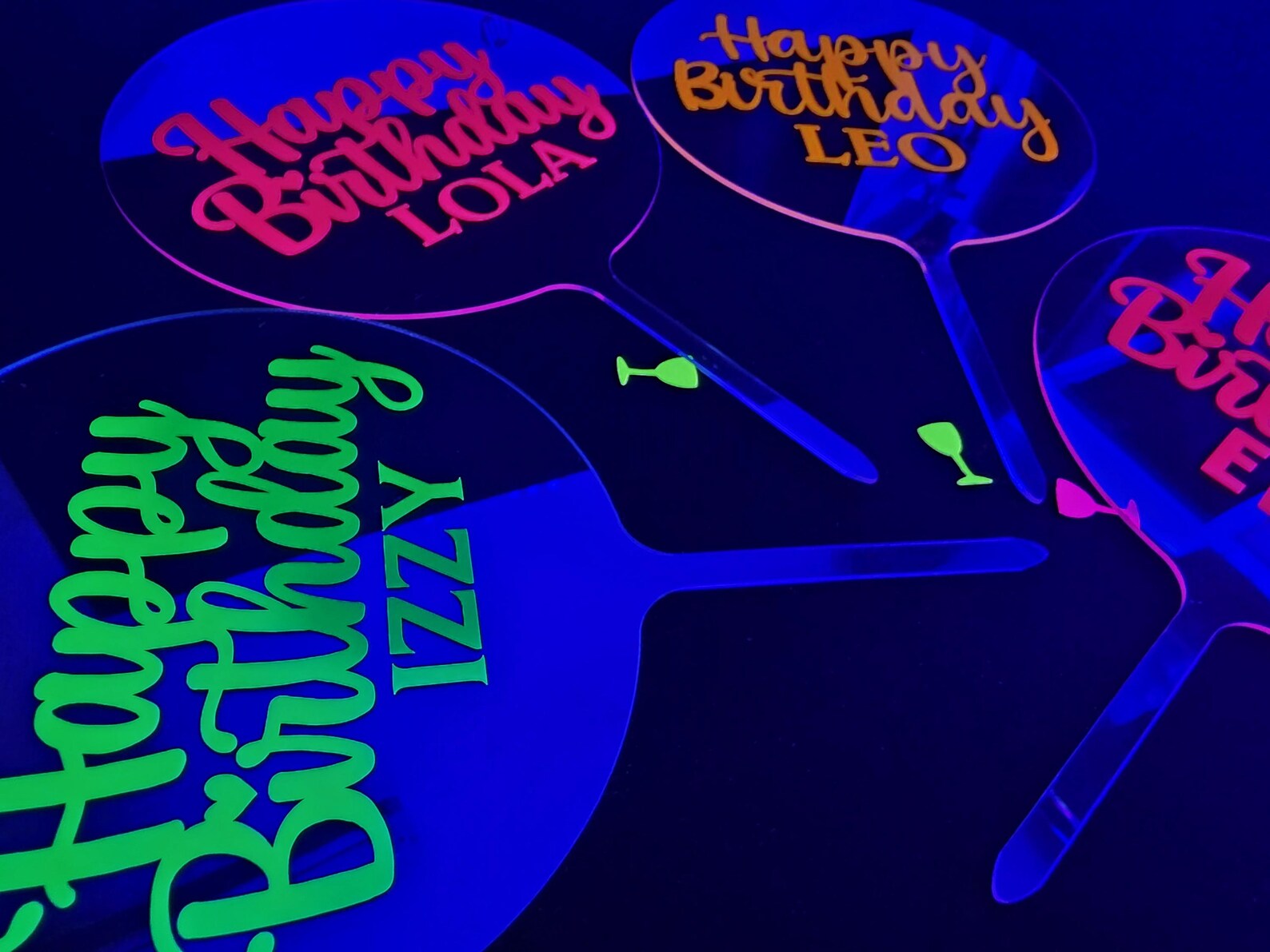 UV Glow Party Cake Topper, Neon Birthday Cake Topper, Neon Cake Décor ...