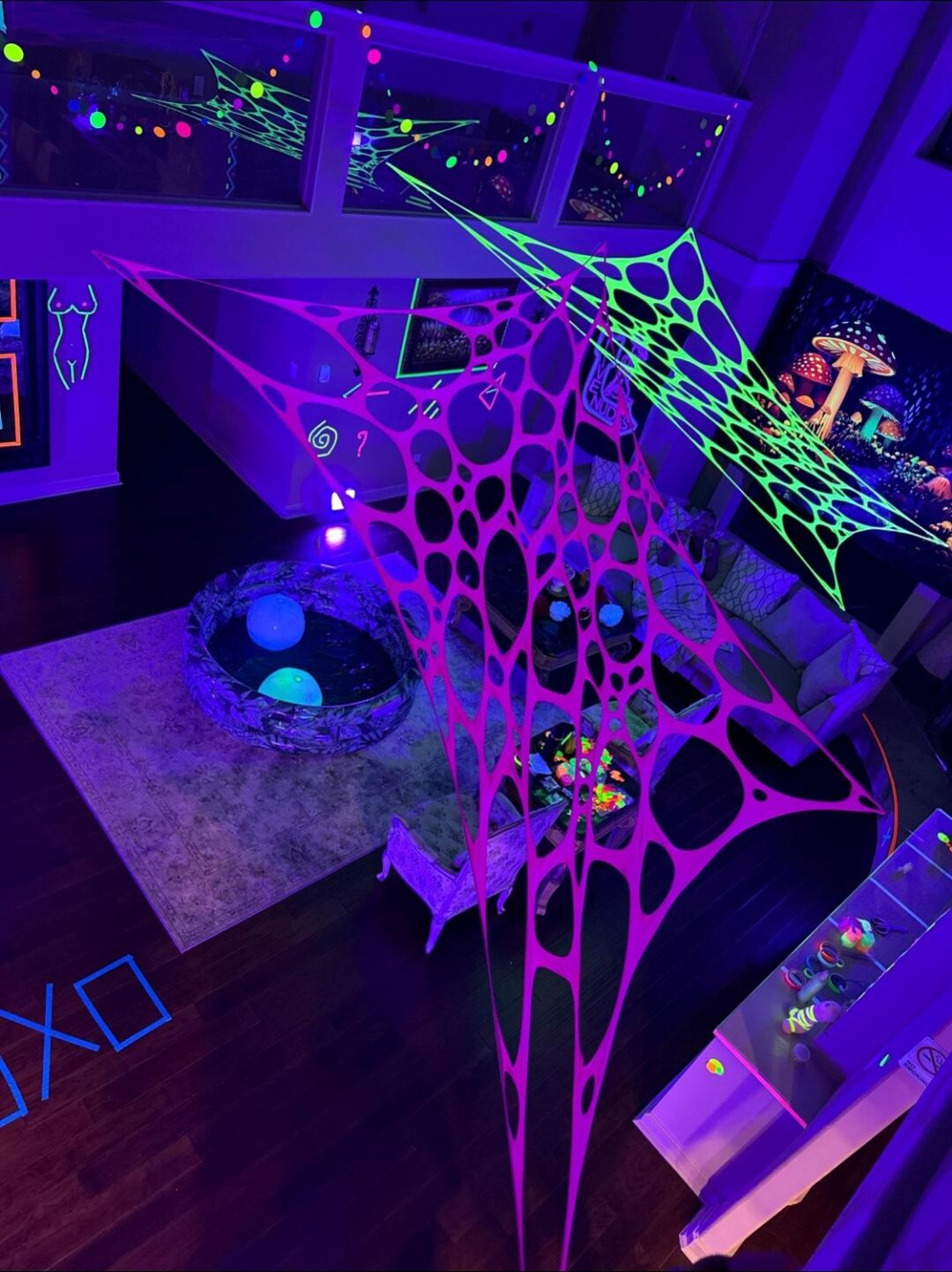 UV Pink & Yellow 2 Pack Event Décor, Lycra Tapestry Trippy Psychedelic ...