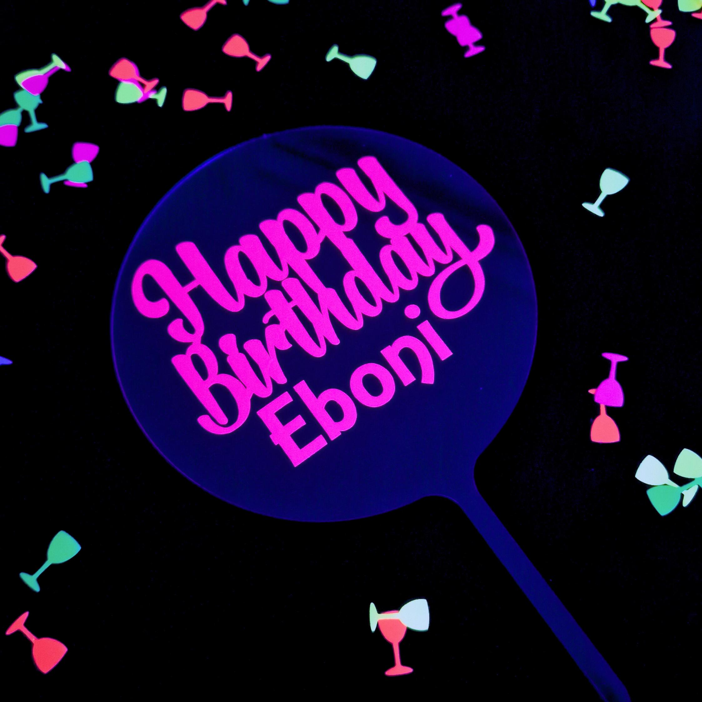 UV Glow Party Cake Topper, Neon Birthday Cake Topper, Neon Cake Décor ...