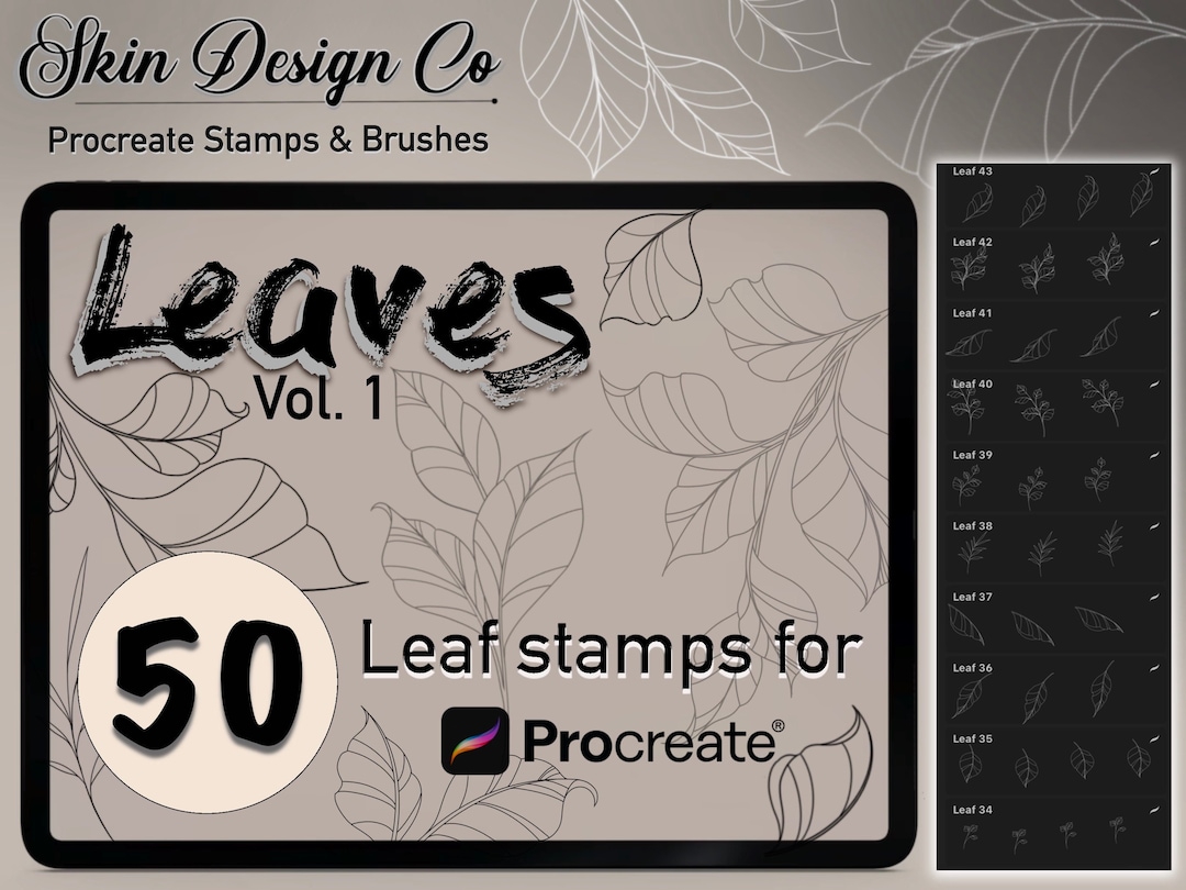 50 Leaf Stamp Brushes for Procreate. Design, Stamp, Floral, Botanical ...