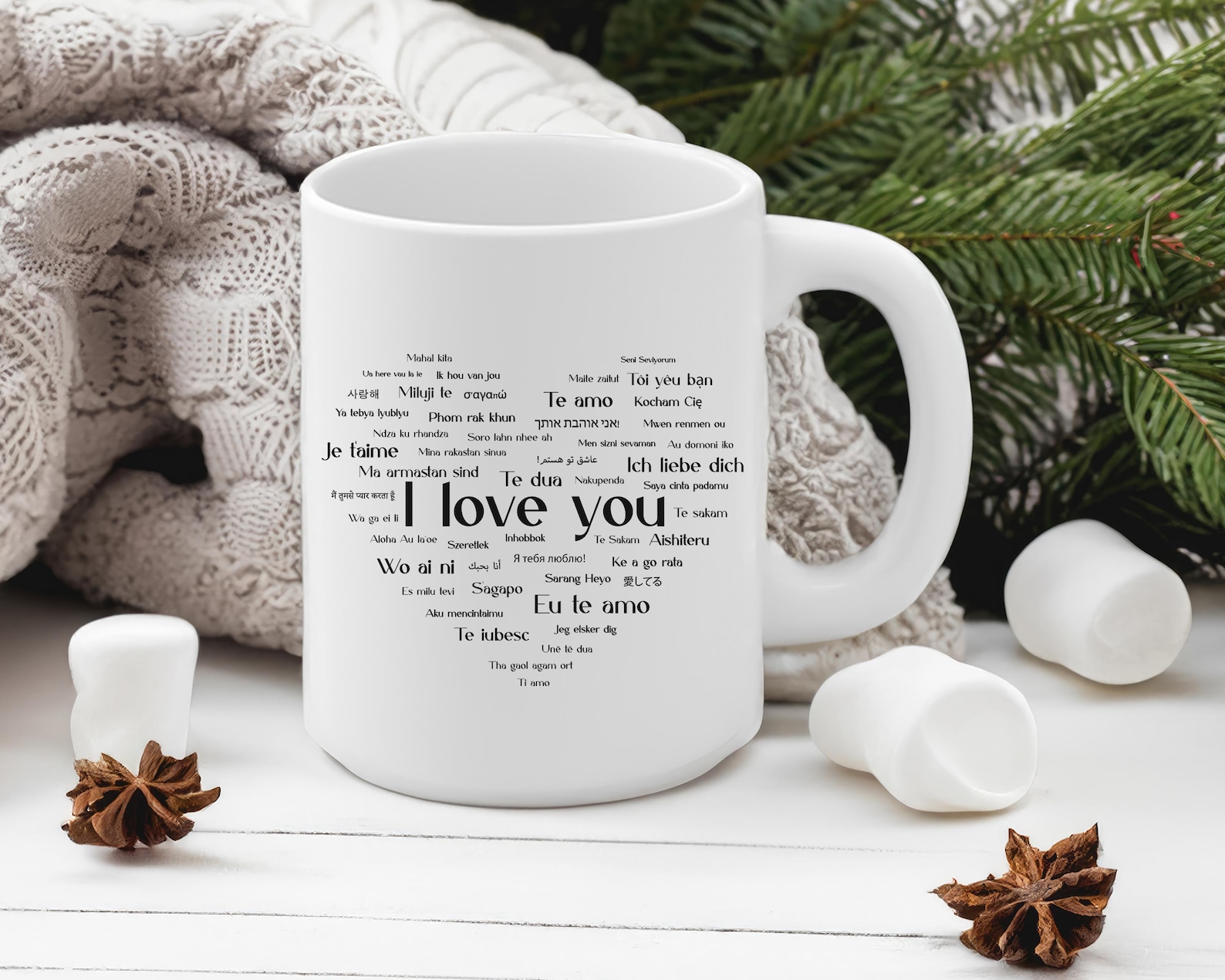 I Love You Mug, Languages Heart, Valentine's Day Gift - Etsy
