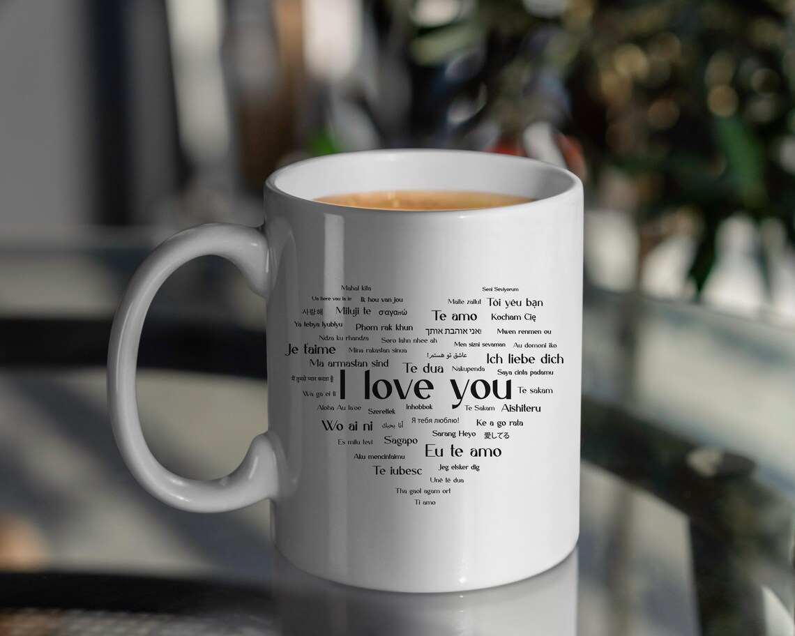 I Love You Mug, Languages Heart, Valentine's Day Gift - Etsy