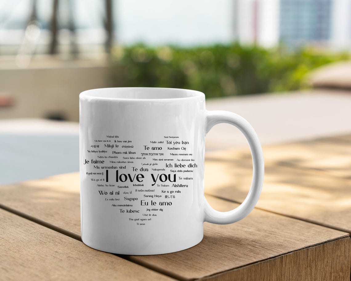 I Love You Mug, Languages Heart, Valentine's Day Gift - Etsy