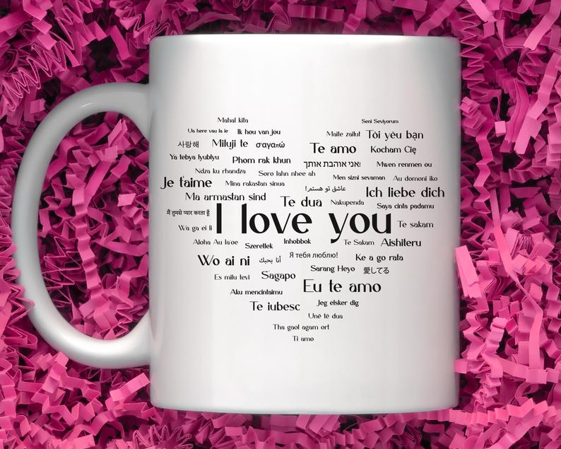 I Love You Mug, Languages Heart, Valentine's Day Gift - Etsy