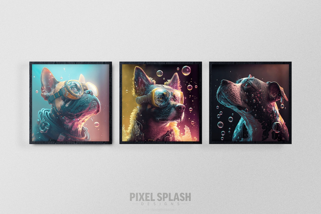 Bubble Dogs Designs, Wall Art, Set of 3 Pieces, Printable Poster, Home ...