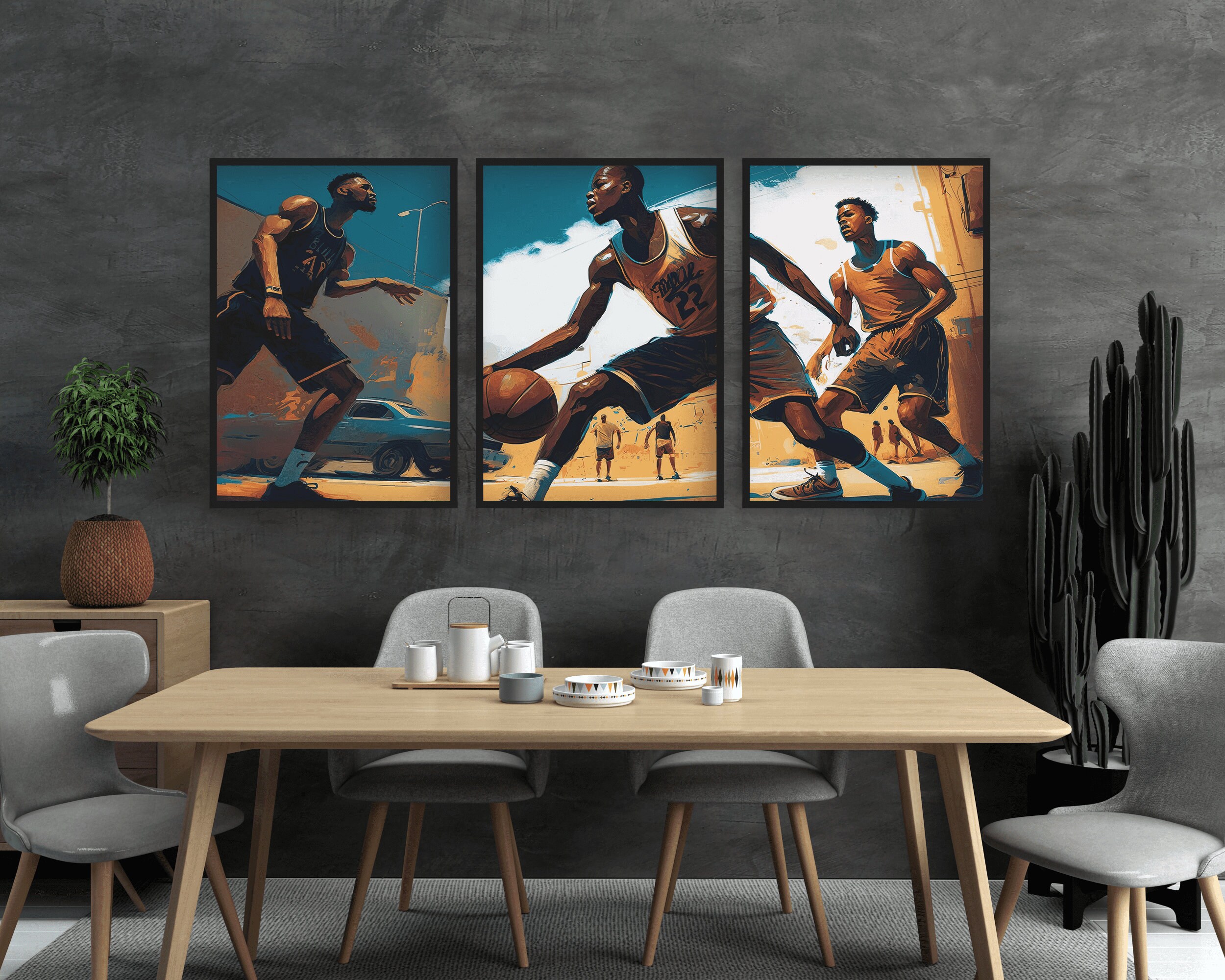 Basketball Wall Art Set of 3 Digital Large Size Room Decor Sport Poster ...