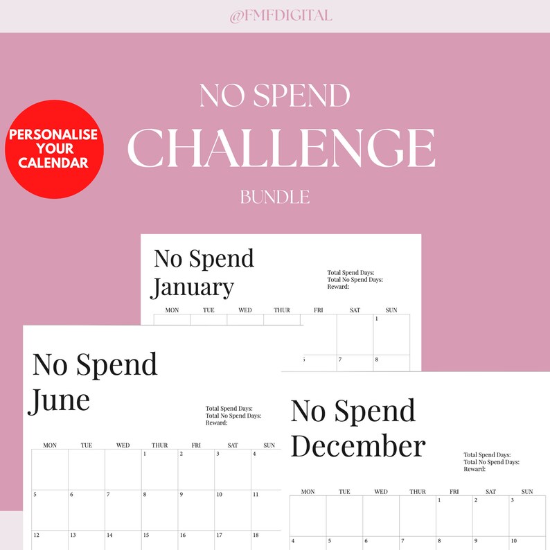 No Spend Challenge Tracker - Etsy
