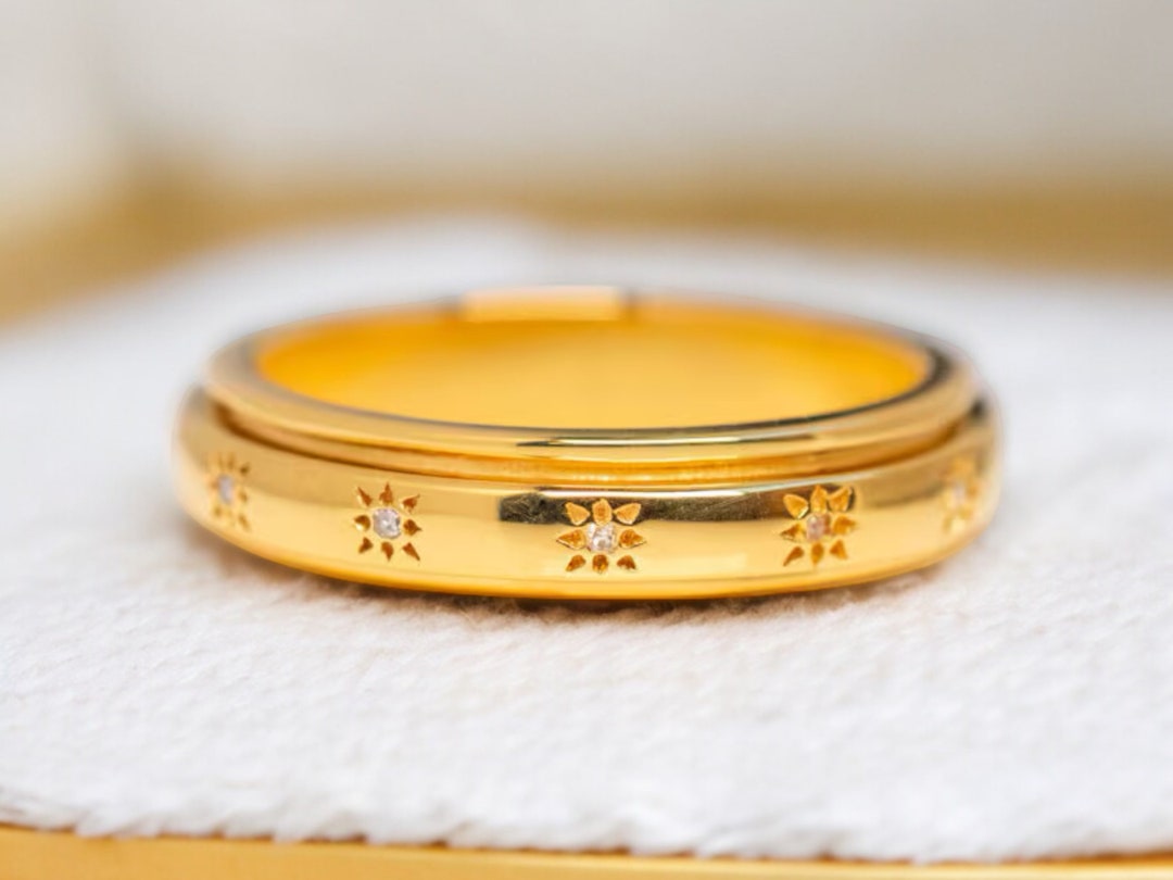 Motion Ring With Star Set Diamonds - Kinetic Movement Engagement Ring ...