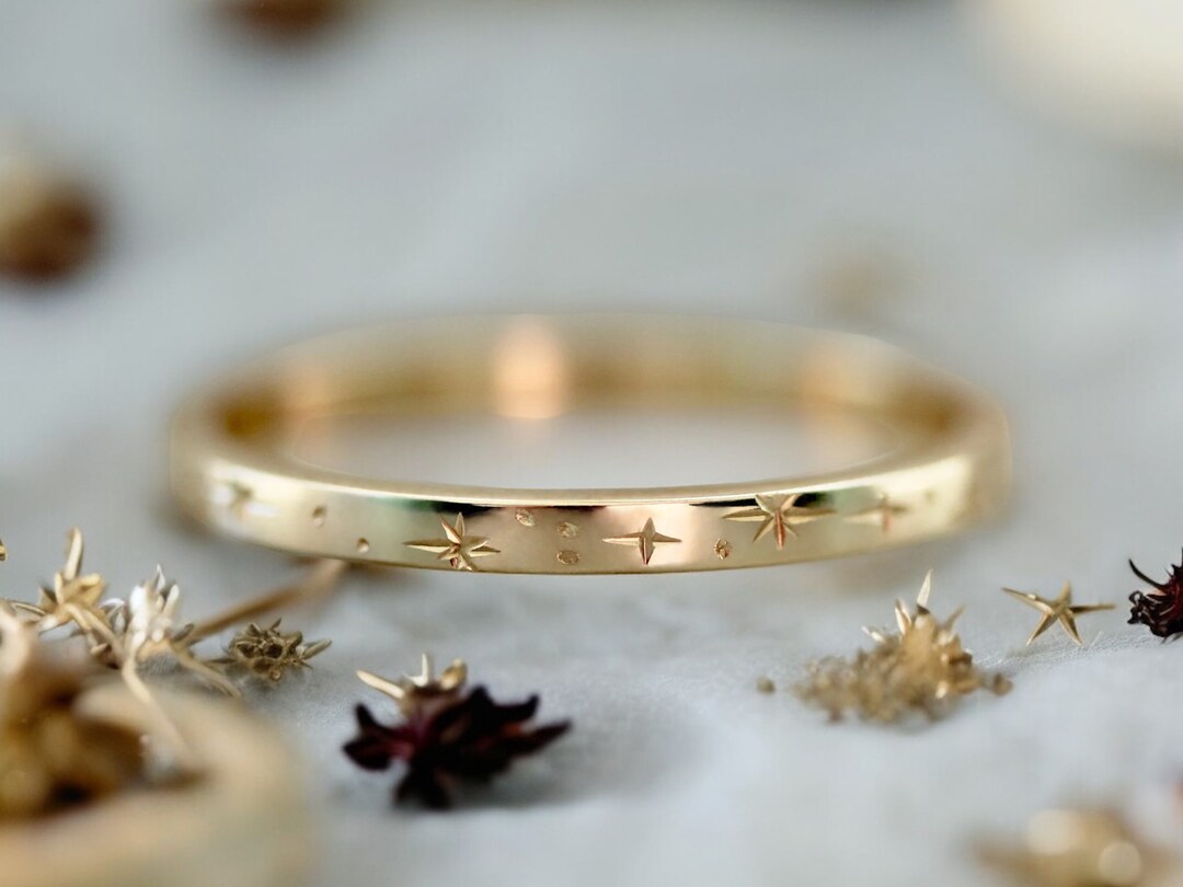 Orion Star Constellation Ring in 14k Solid Gold, Celestial Star ...