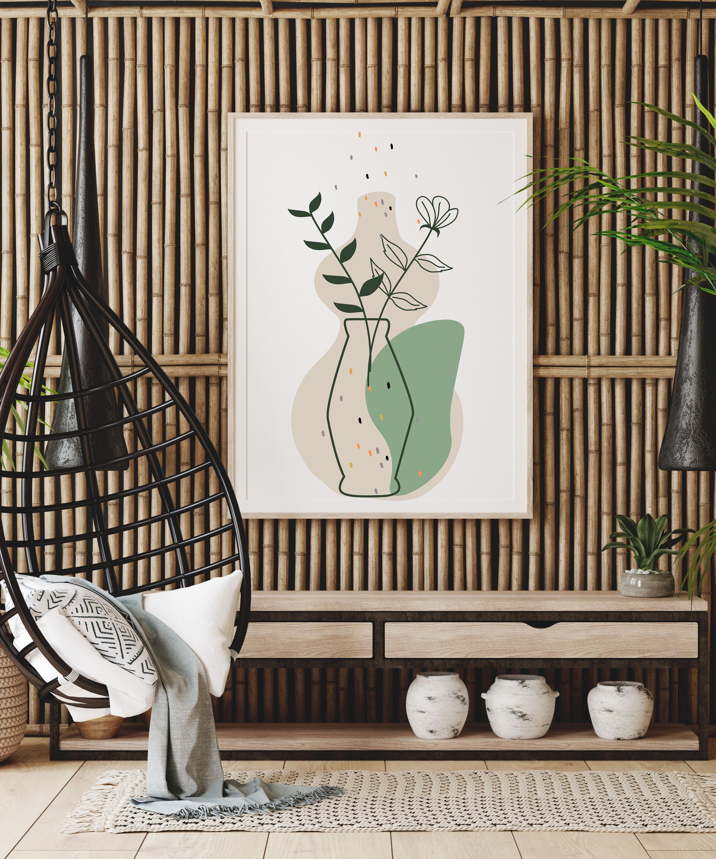 Boho Aesthetic Bundle Svg Minimalism Blob Flower Boho Hand Drawn Wall ...