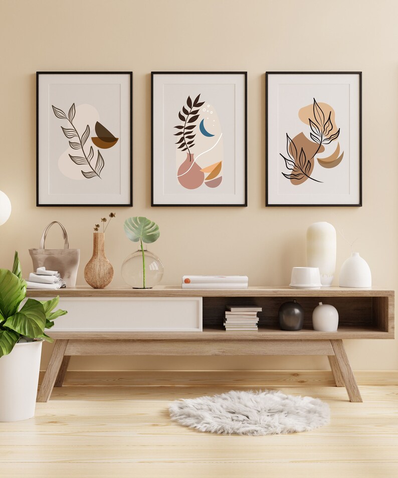 Boho Aesthetic Bundle Svg Minimalism Blob Flower Boho Hand Drawn Wall ...