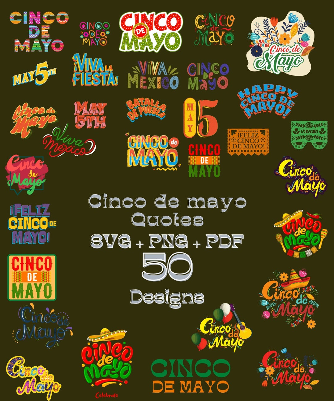 Cinco De Mayo Bundle Svg Cinco De Mayo Quotes Png Mexican Traditional ...
