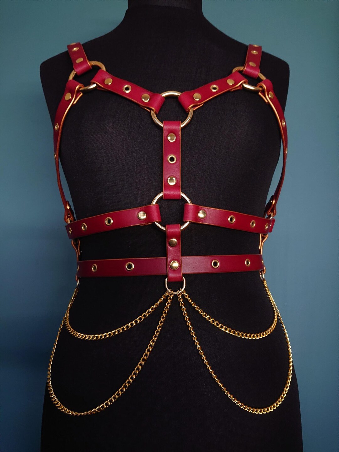 Luxurious Handmade Custom Leather Bra Harness With Holes and Chains ...
