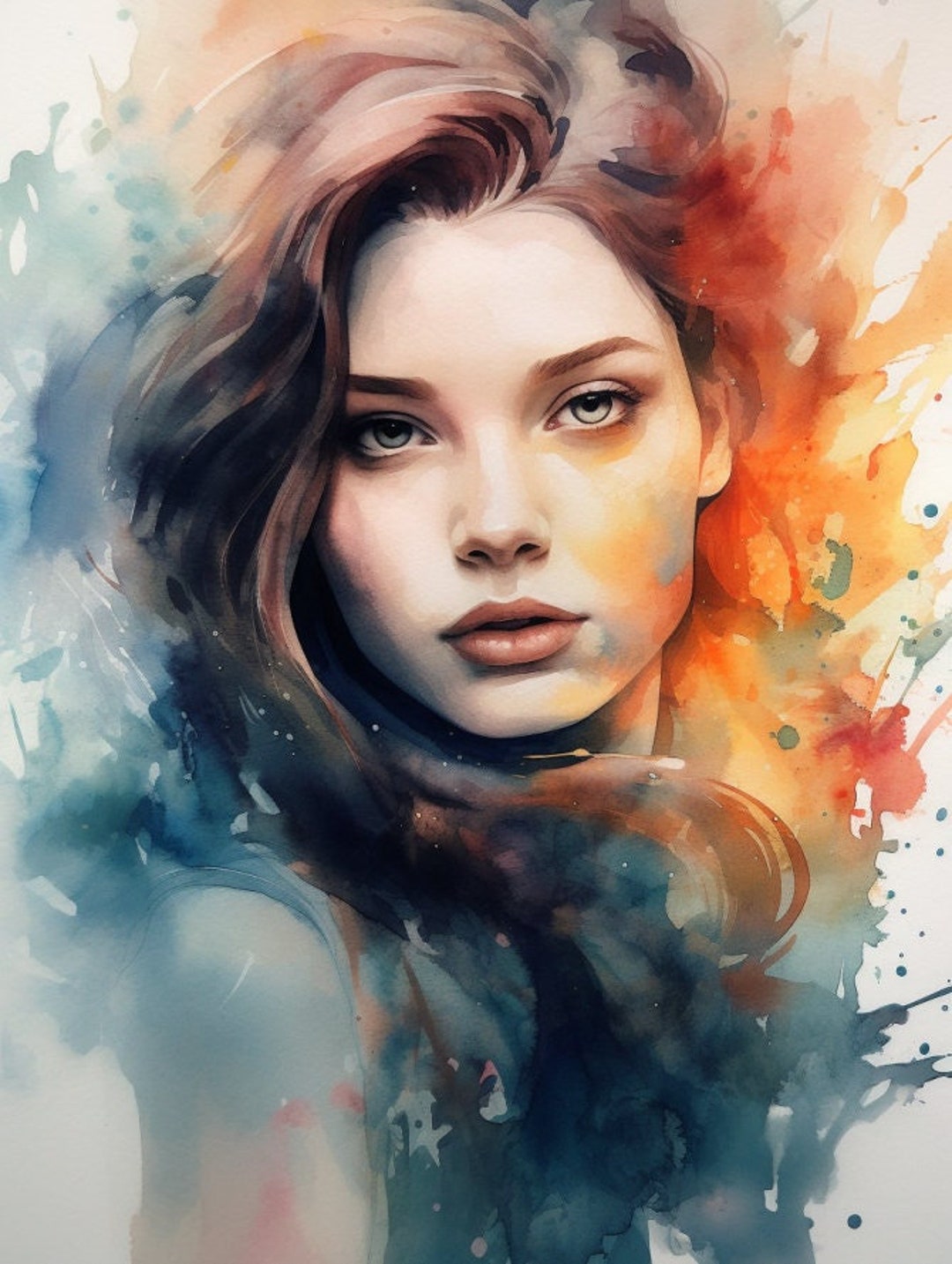 Watercolor Portrait Absolutely Gorgeous Woman - Etsy