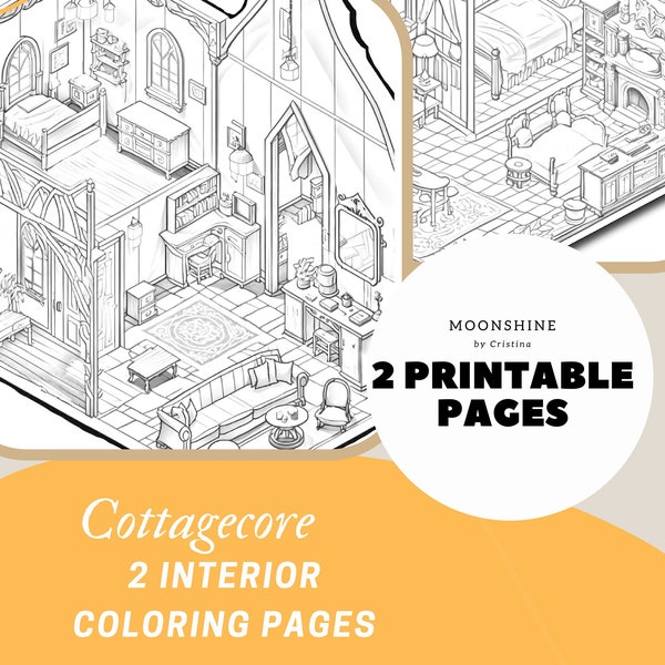 Cottagecore Adult Coloring Pages - Etsy