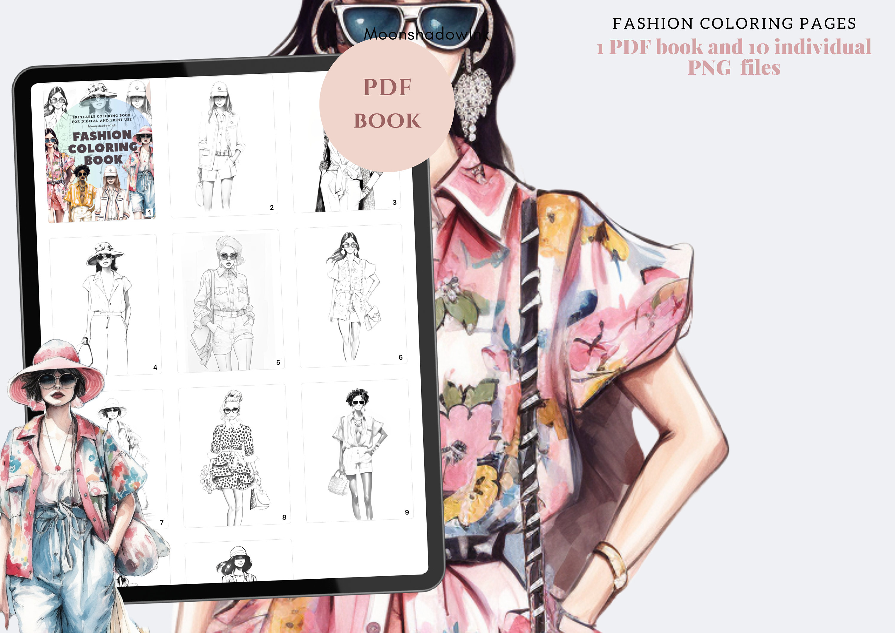 Fashion Coloring Book, 10 Fashion Coloring Pages, Fashion Printable ...