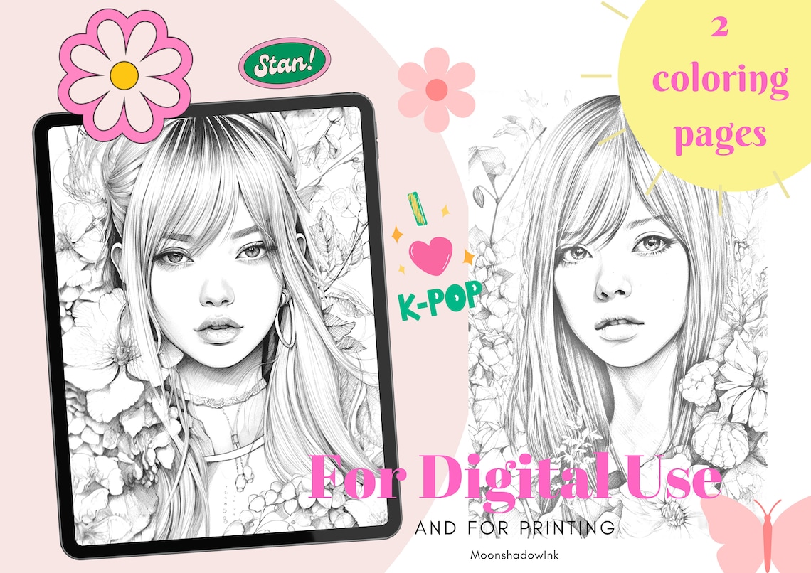 2 KPOP Coloring Pages, BLACKPINK Coloring Pages, Korean Coloring Page ...