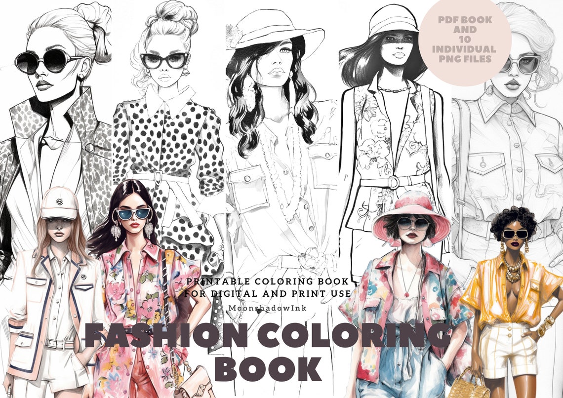 Fashion Coloring Book, 10 Fashion Coloring Pages, Fashion Printable ...