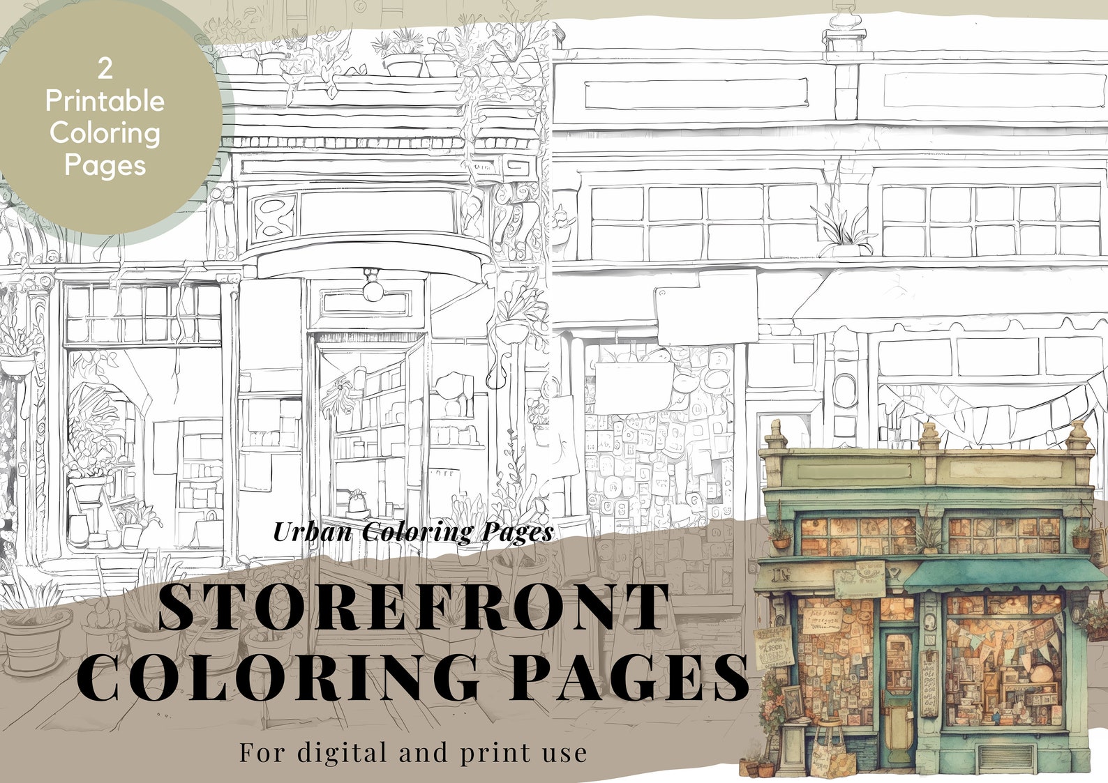 2 Storefront Coloring Pages, Shop Front Coloring Pages, Urban Coloring ...