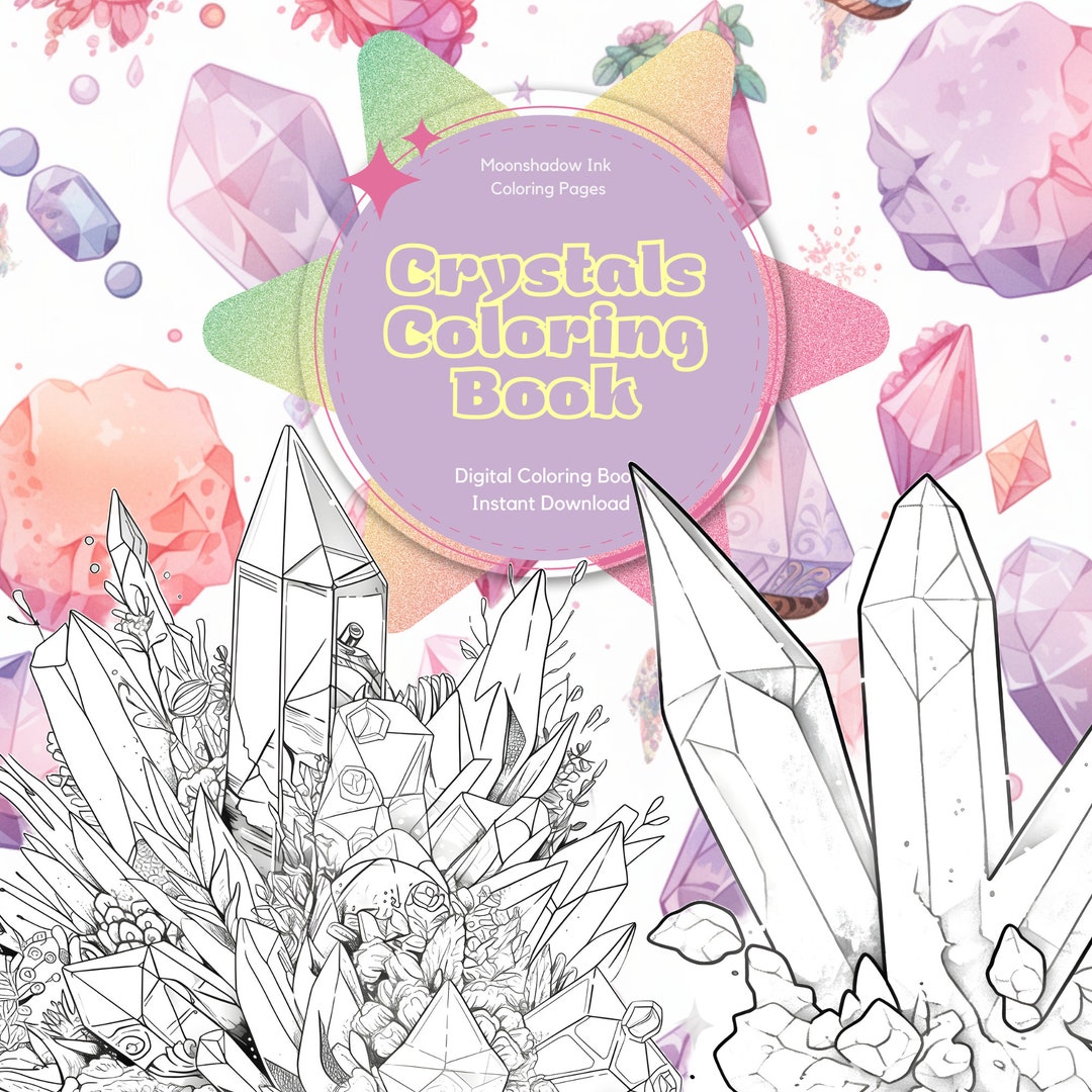 Crystals Coloring Book, Witchy Coloring Book, PDF, 13 Magic Coloring ...