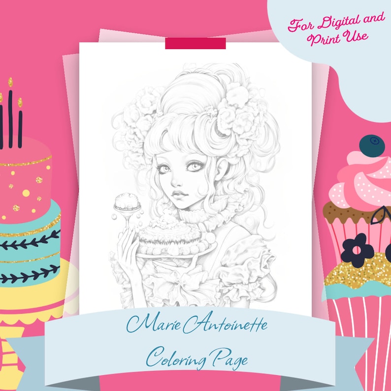 Marie Antoinette Coloring Page Queen Coloring Pages - Etsy
