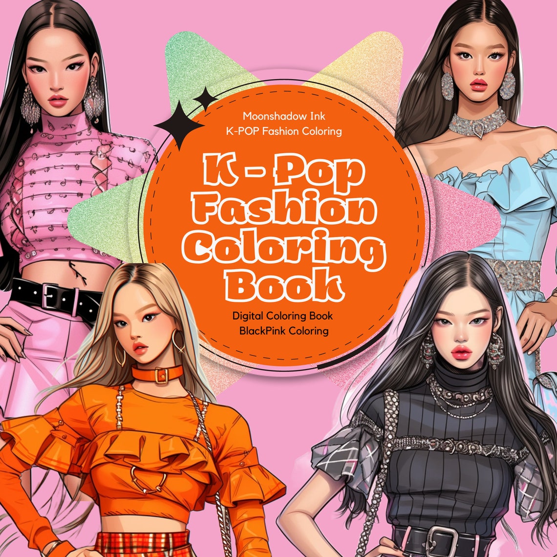 KPOP Fashion Coloring Book, Korean Fashion Coloring, BLACKPINK Coloring ...