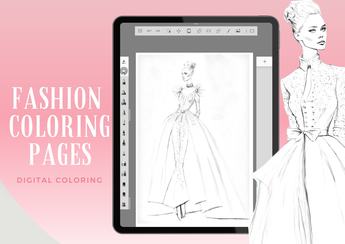 4 Fashion Coloring Pages, Fashion Coloring Book, Procreate Fashion ...