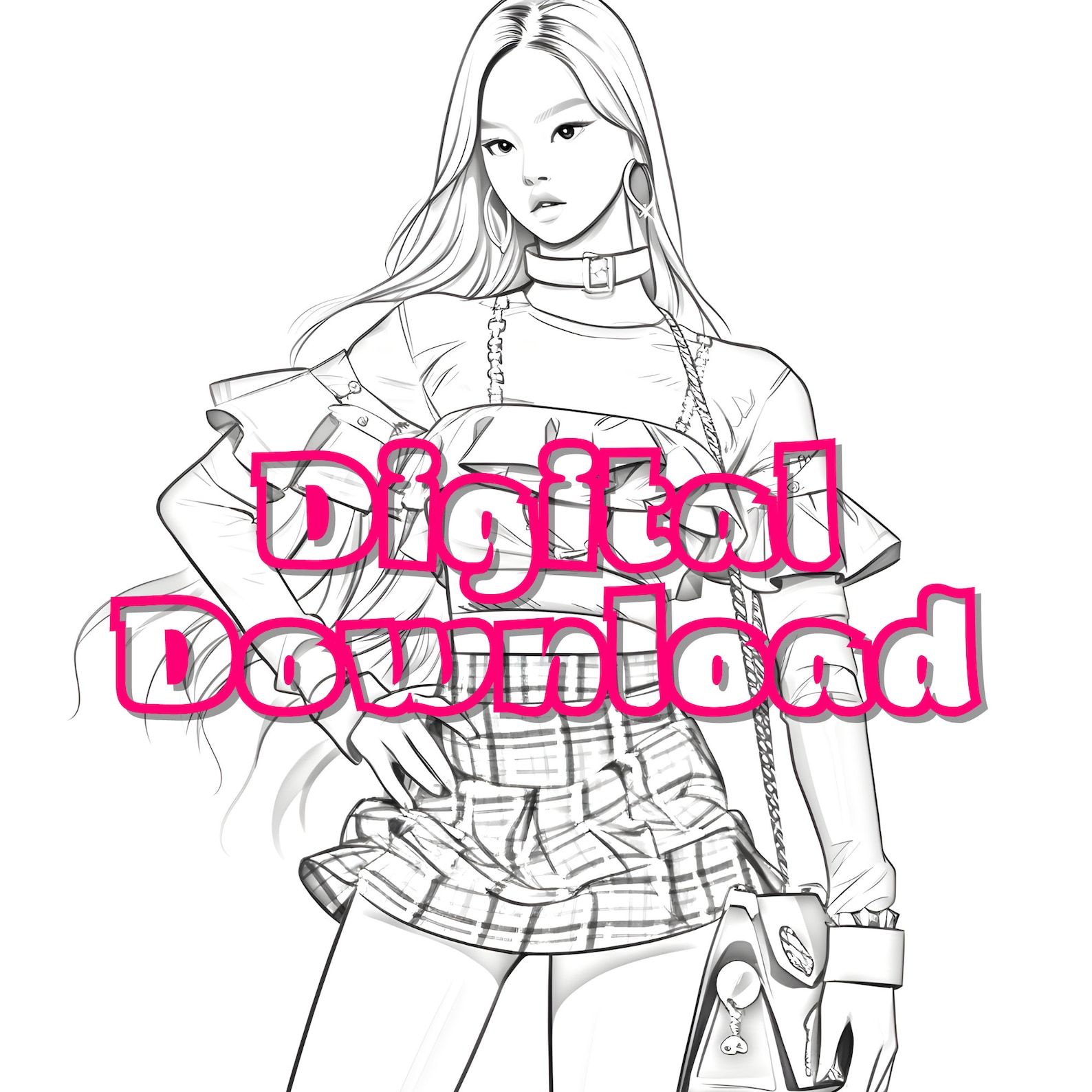 KPOP Fashion Coloring Book, Korean Fashion Coloring, BLACKPINK Coloring ...