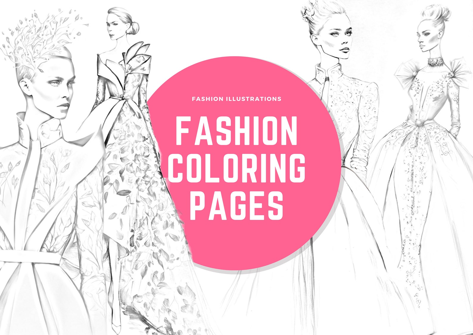 4 Fashion Coloring Pages, Fashion Coloring Book, Procreate Fashion ...